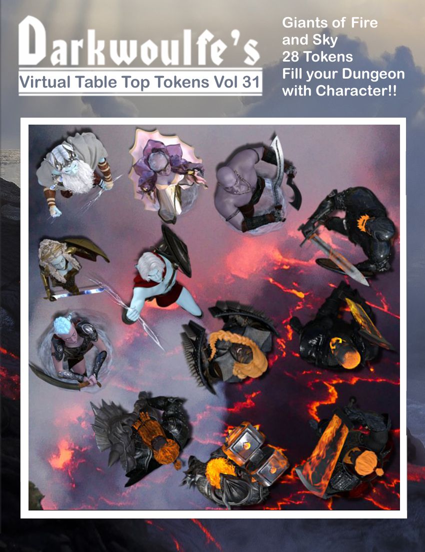 Darkwoulfe's Virtual Tabletop(VTT) Token Pack Vol31 - Giants of Fire a ...